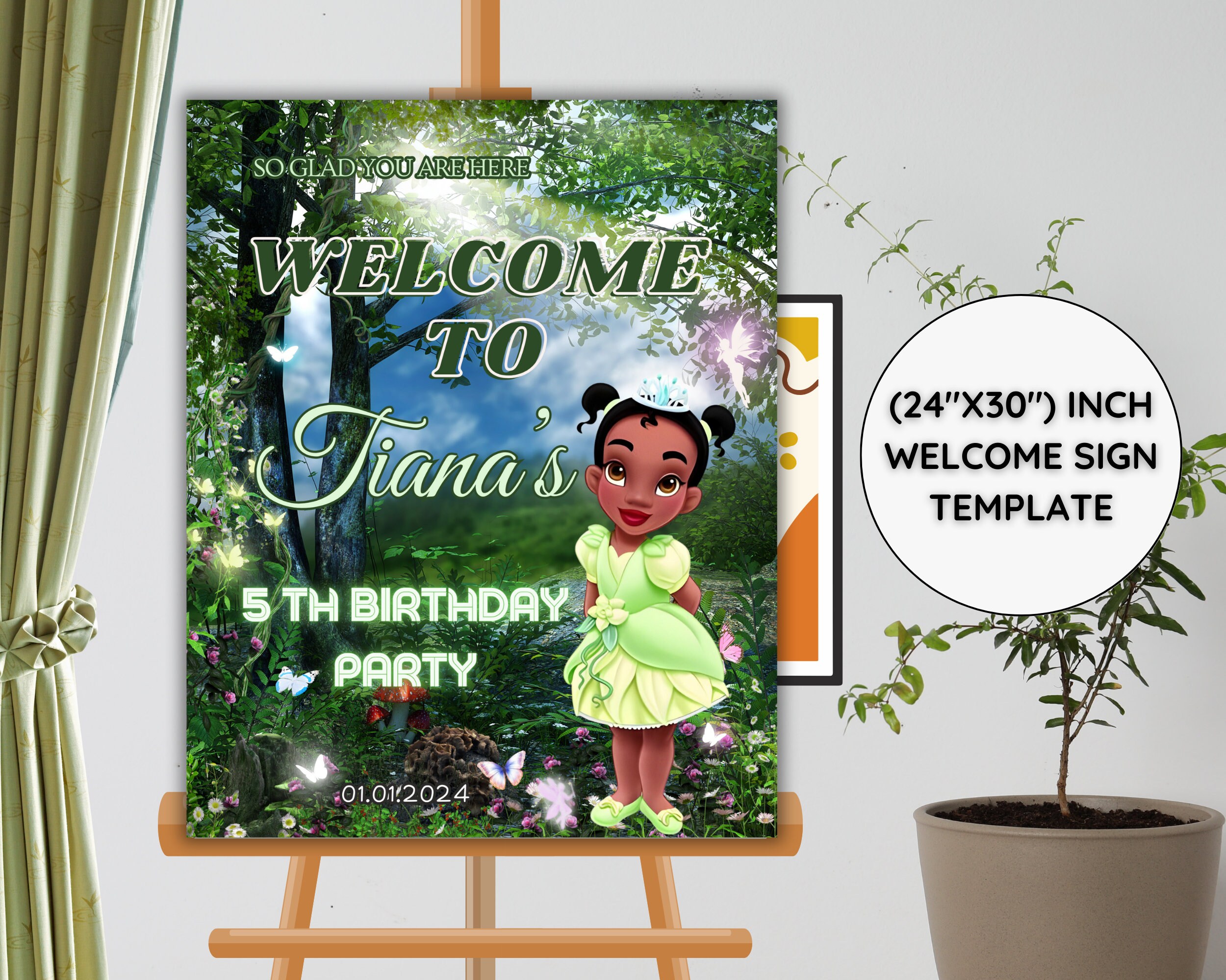 Princess Tiana Birthday Welcome Sign Welcome Board Disney - Etsy