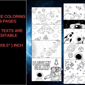 20 SOLAR SYSTEM Planets Coloring Pages for Kids Astronaut Outer Space ...