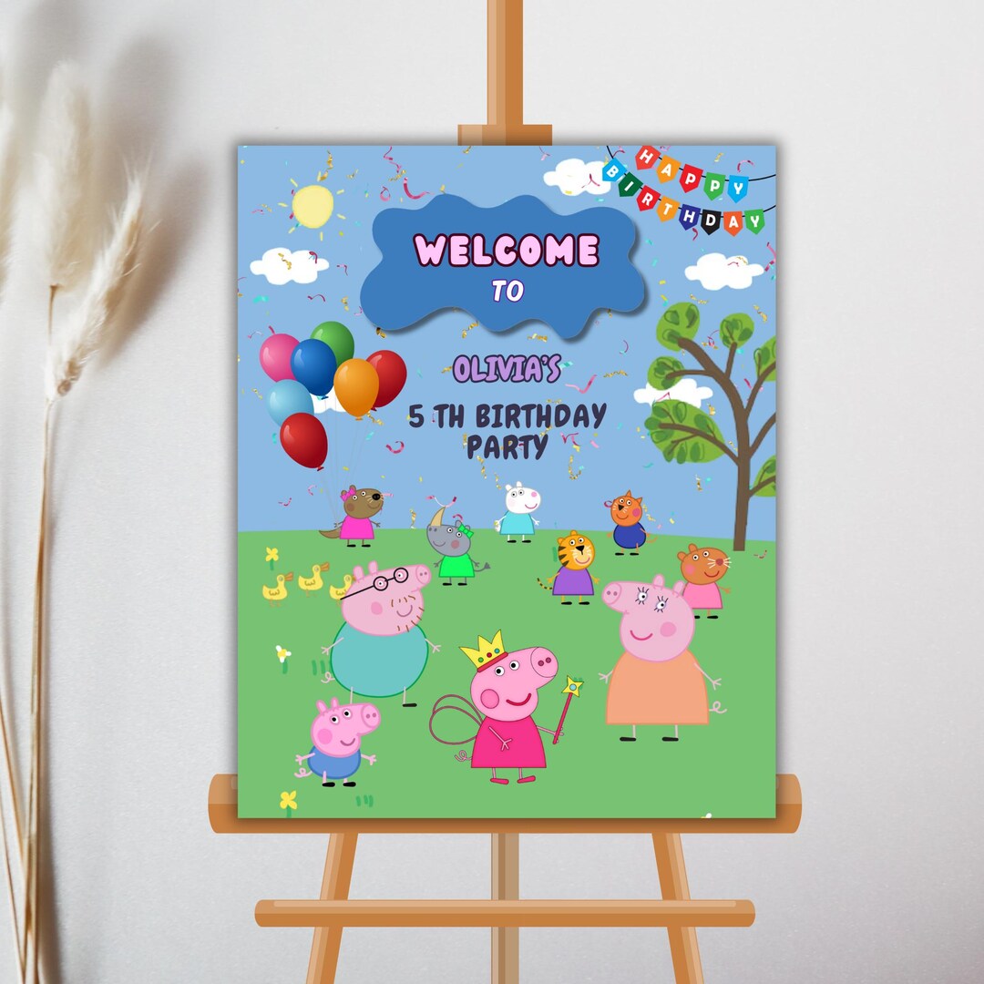 Editable Peppa Pig Birthday Party Welcome Sign Template , Peppa Pig ...