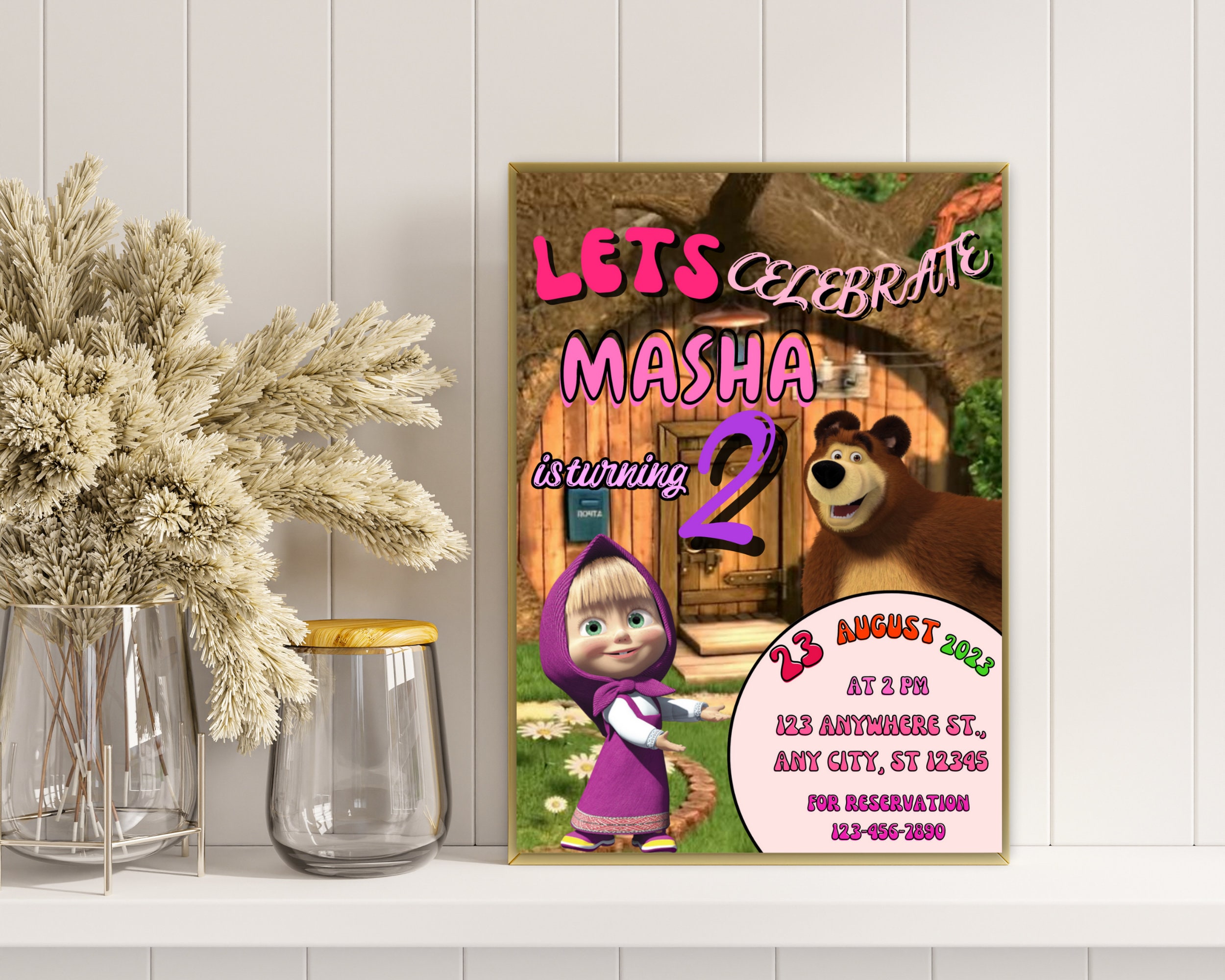 Masha and the Bear Birthday Invitation Template (digital Download) - Etsy