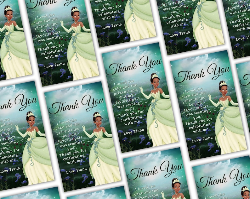 Princess Tiana Thank You Card Template: Editable Birthday Party Decor ...