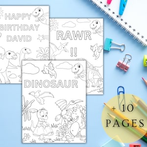 Editable Dinosaur Coloring Pages: Birthday Activity (digital Download ...