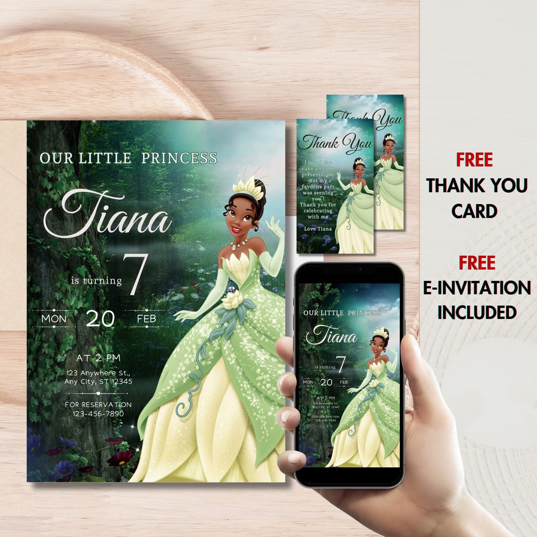 Princess Tiana Birthday Invitations Disney Princess Birthday Party ...