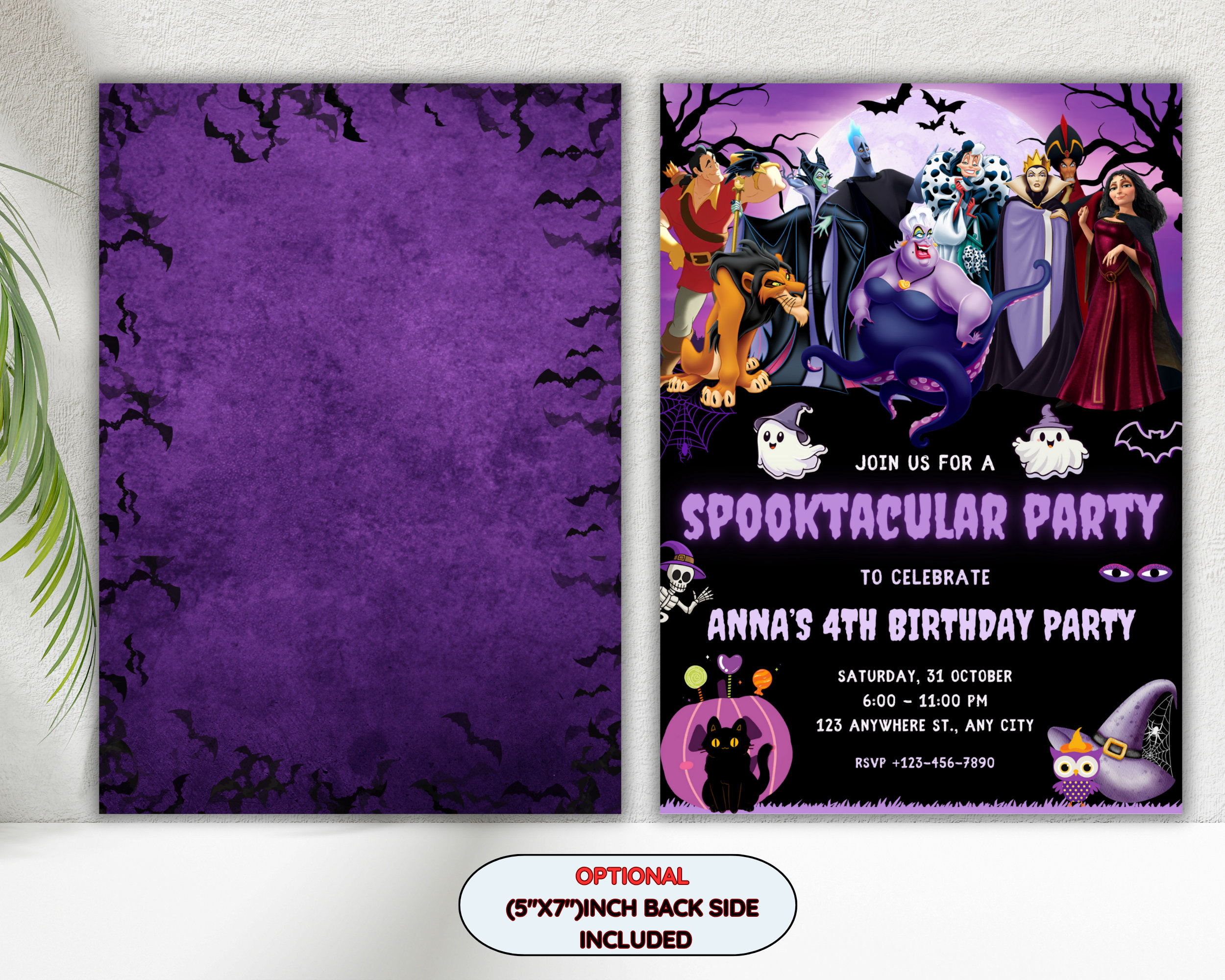 Spooky Disney Villains Halloween Birthday Invite Template Ursula ...