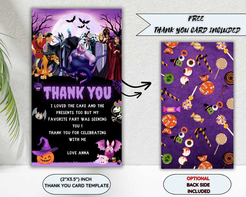 Spooky Disney Villains Halloween Birthday Invite Template Ursula ...