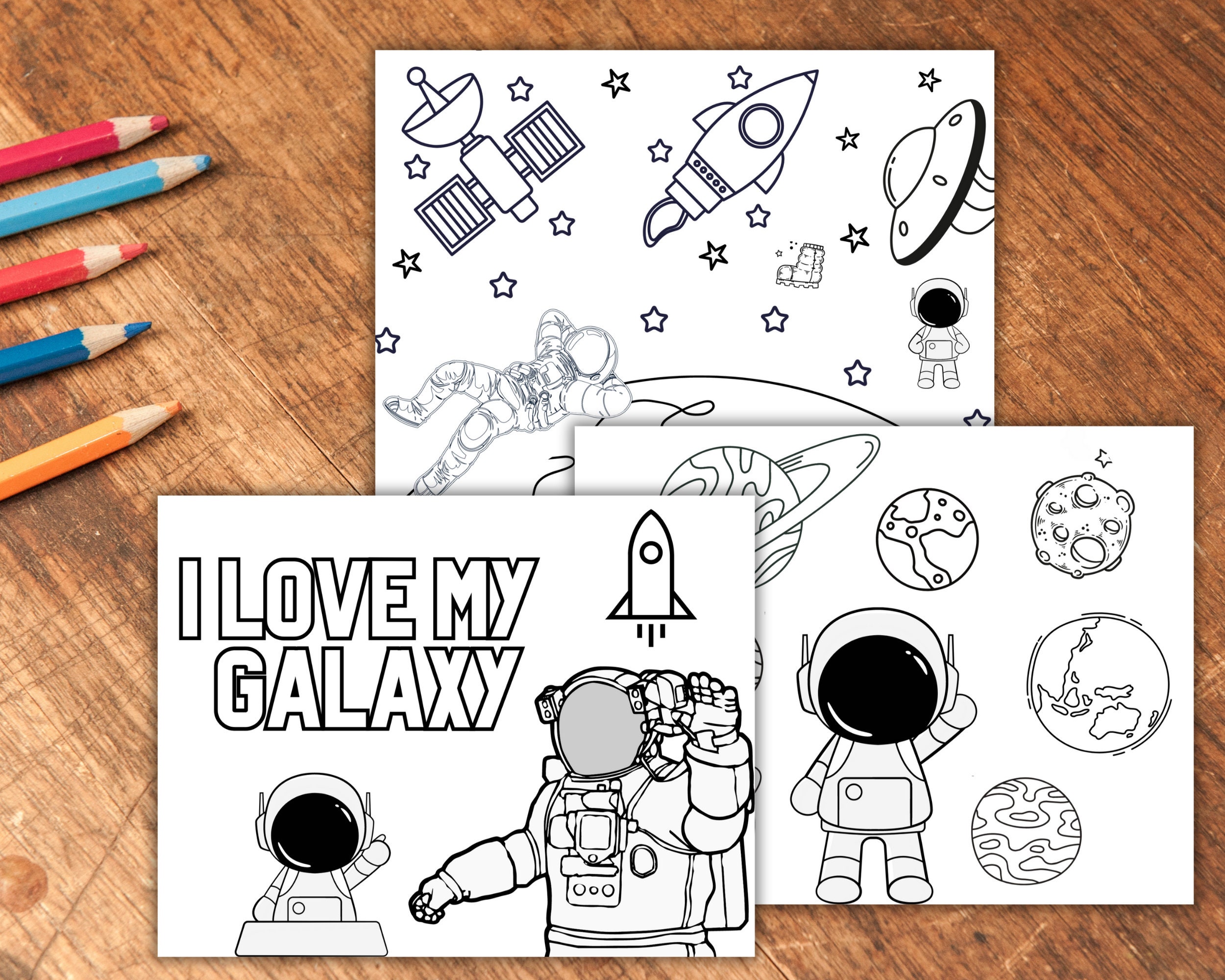 20 SOLAR SYSTEM Planets Coloring Pages for Kids Astronaut Outer Space ...