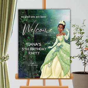 Princess Tiana Birthday Welcome Sign: Editable Canva Template (digital ...