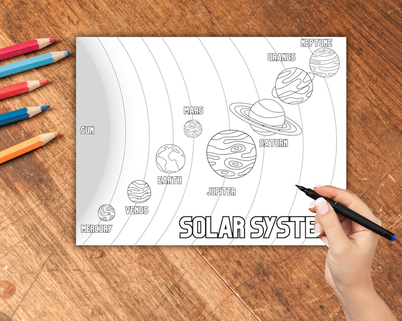 20 SOLAR SYSTEM Planets Coloring Pages for Kids Astronaut Outer Space ...