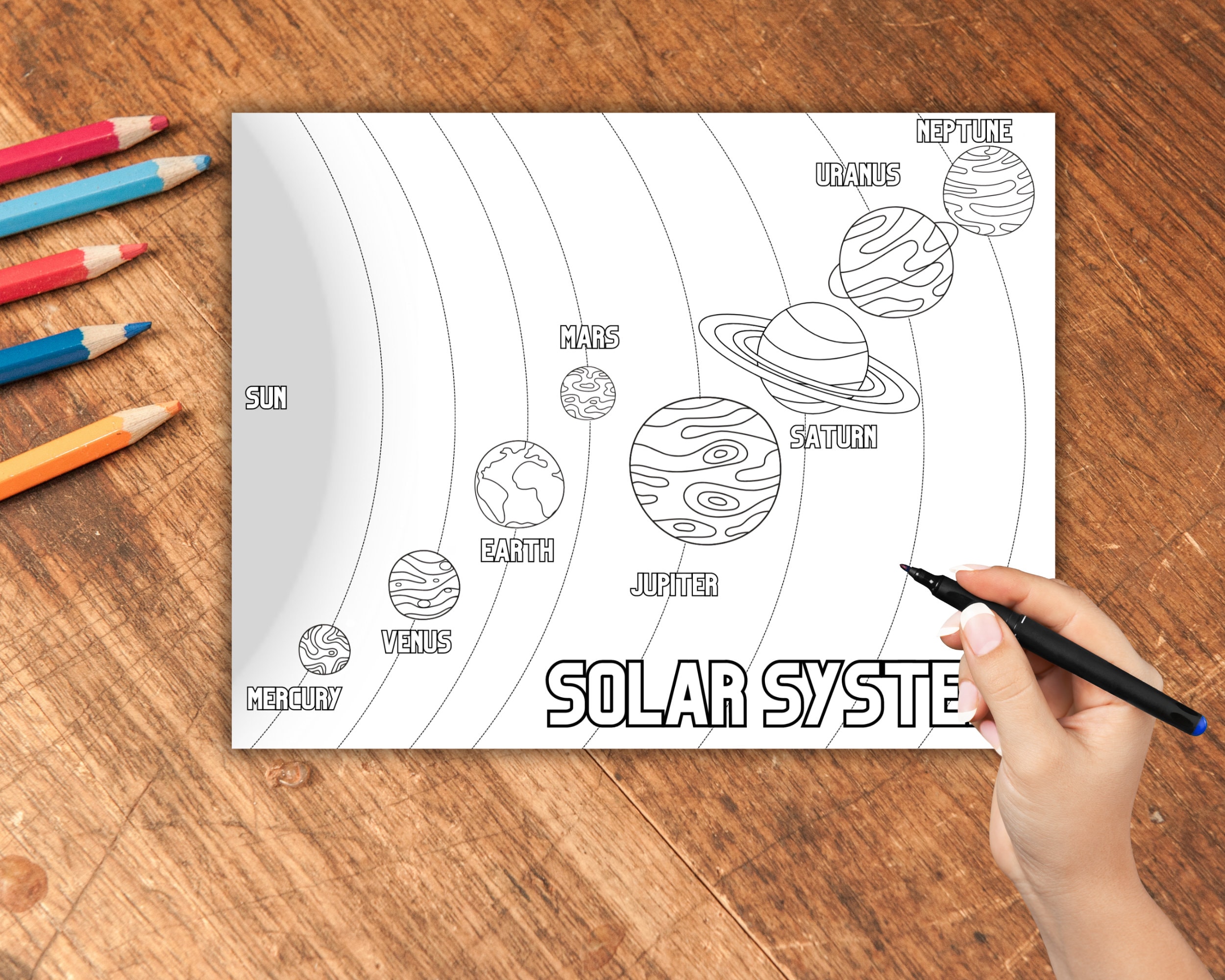 20 SOLAR SYSTEM Planets Coloring Pages for Kids Astronaut Outer Space ...