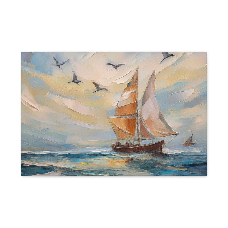 Anya Co, AI Art, Oil Painting, Boat in the Sea, Landscape, 24"x16", 30 ...