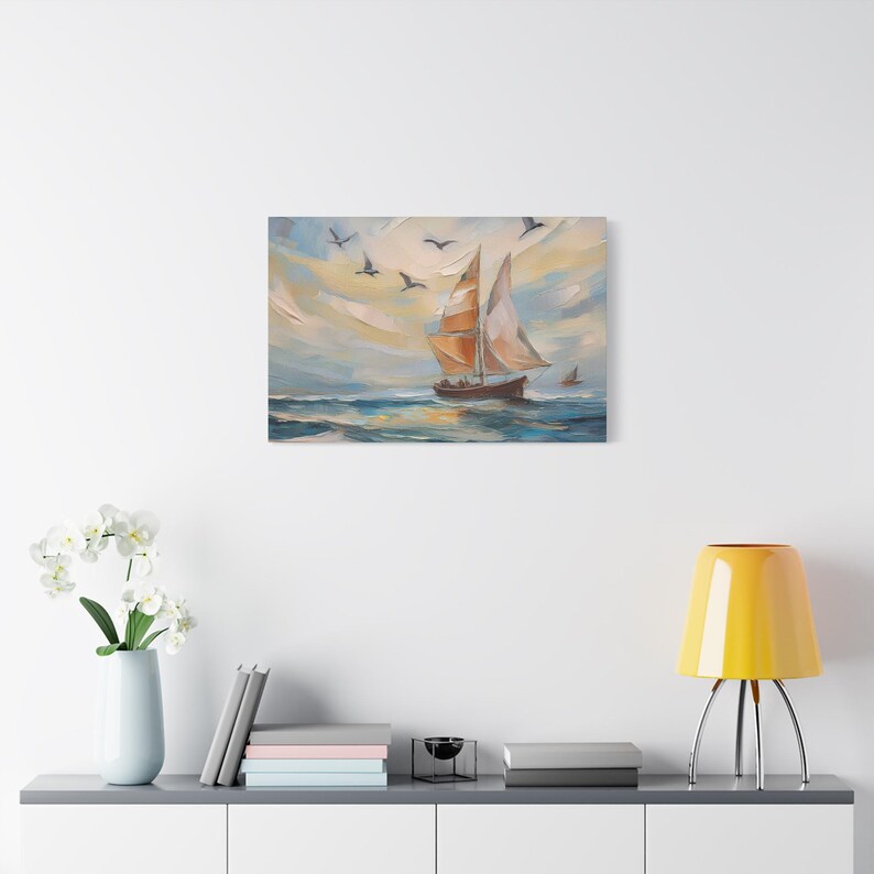 Anya Co, AI Art, Oil Painting, Boat in the Sea, Landscape, 24"x16", 30 ...