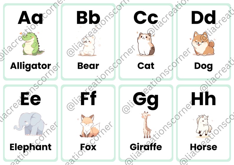 Vibrant Animals Flashcards for Kids Educational Animal Learning Cards ...