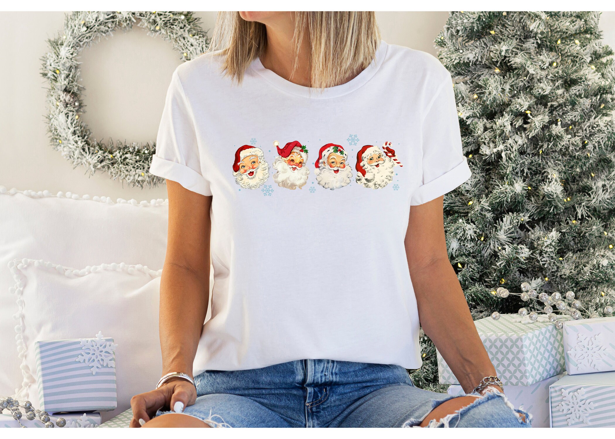 Retro Santa Shirt,santa Merry Christmas Shirt,vintage Santa Claus Shirt ...