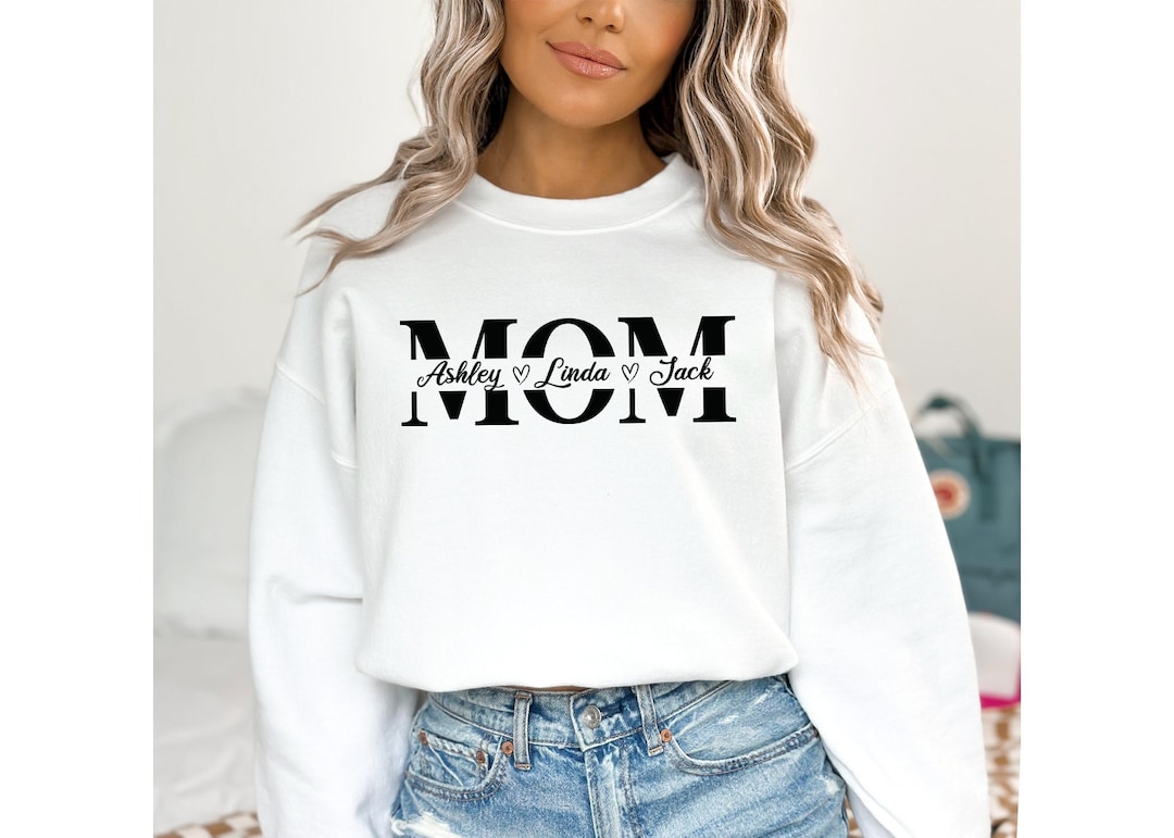Custom Mama Sweatshirt With Kids Names,personalized Mom Sweatshirt ...