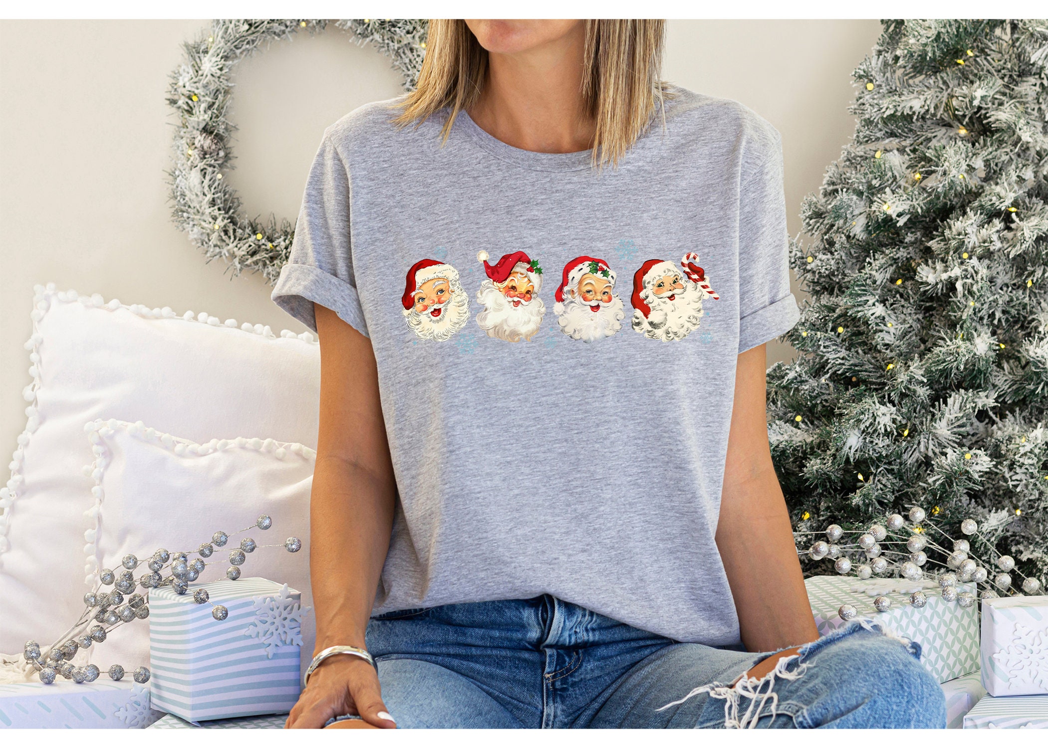 Retro Santa Shirt,santa Merry Christmas Shirt,vintage Santa Claus Shirt ...