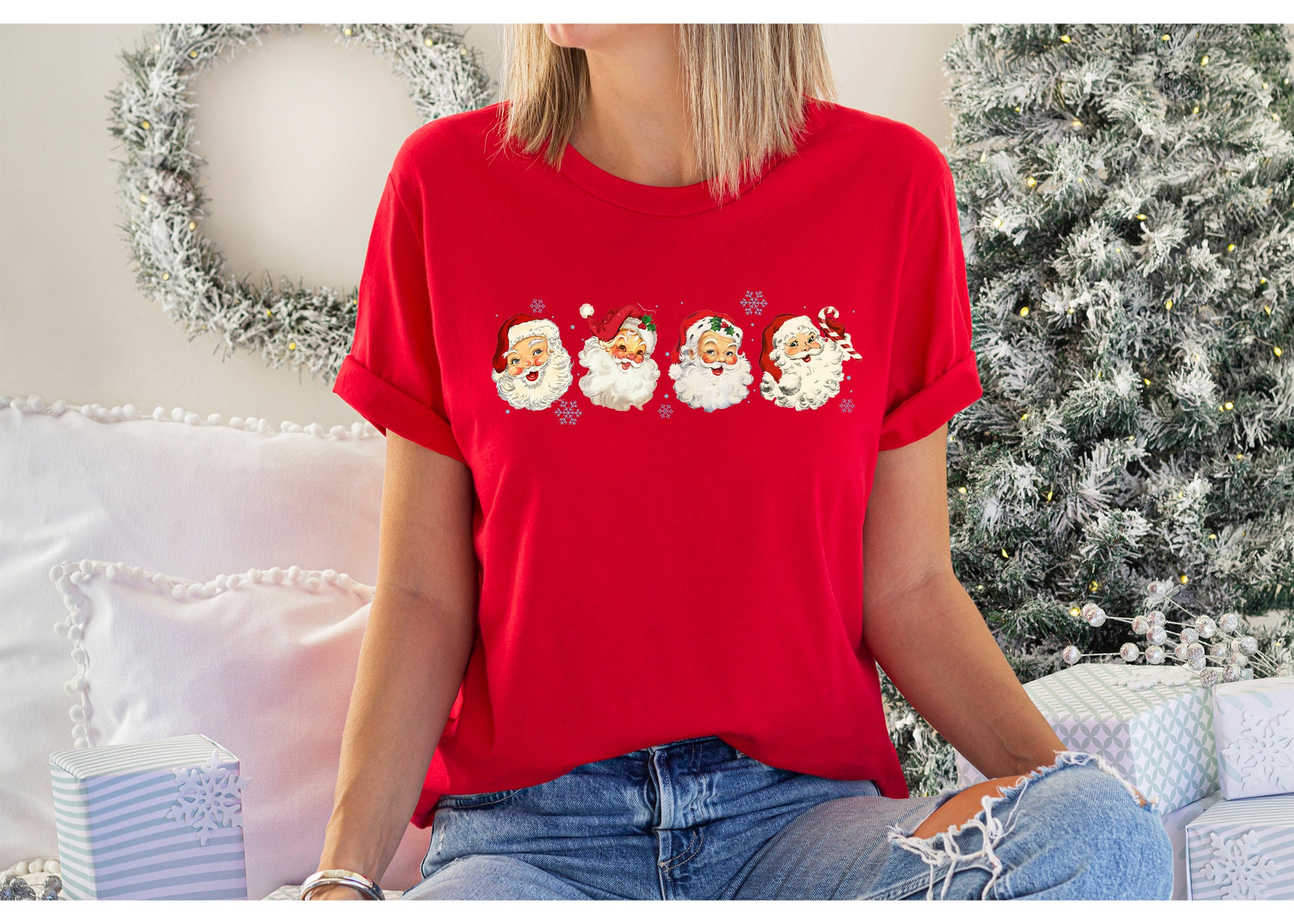 Retro Santa Shirt,santa Merry Christmas Shirt,vintage Santa Claus Shirt ...