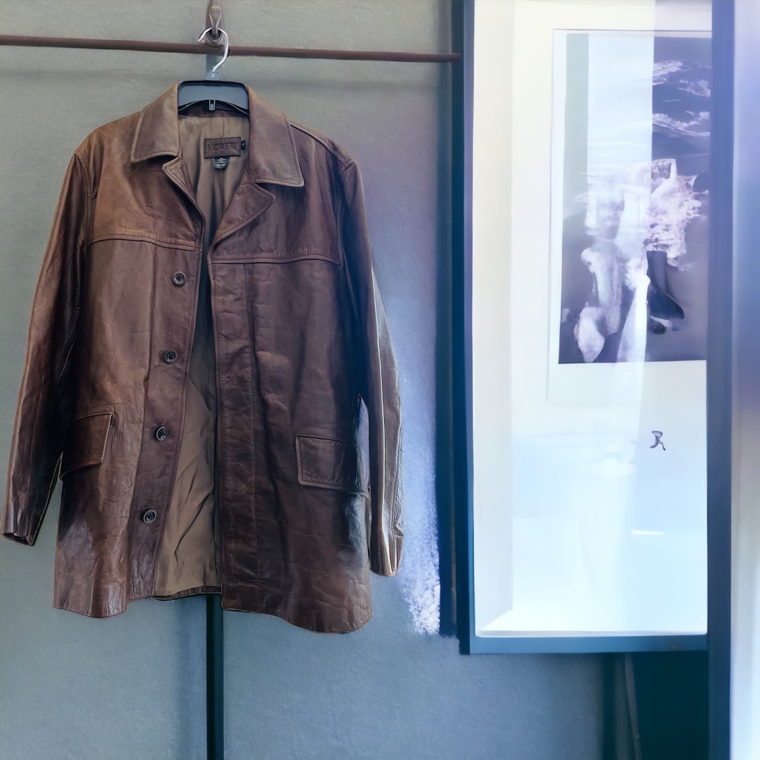 J Crew Men's Brown, Button-up, 100% Leather, Vintage Jacket-size S - Etsy