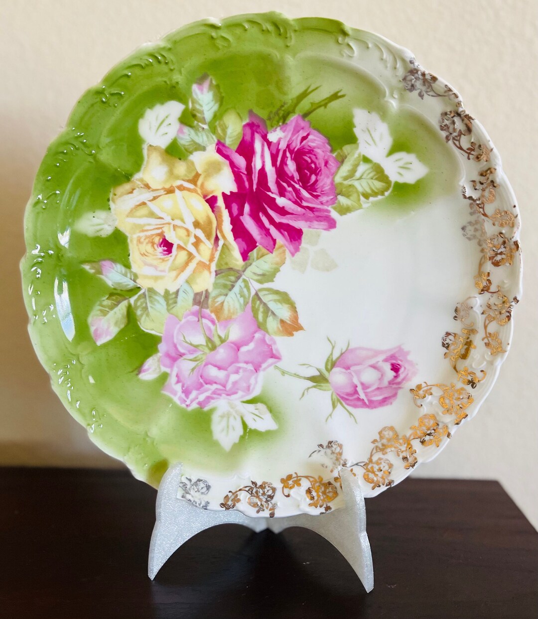 Rare Antique Weimar Porcelain Yellow and Pink Roses With Gold - Etsy