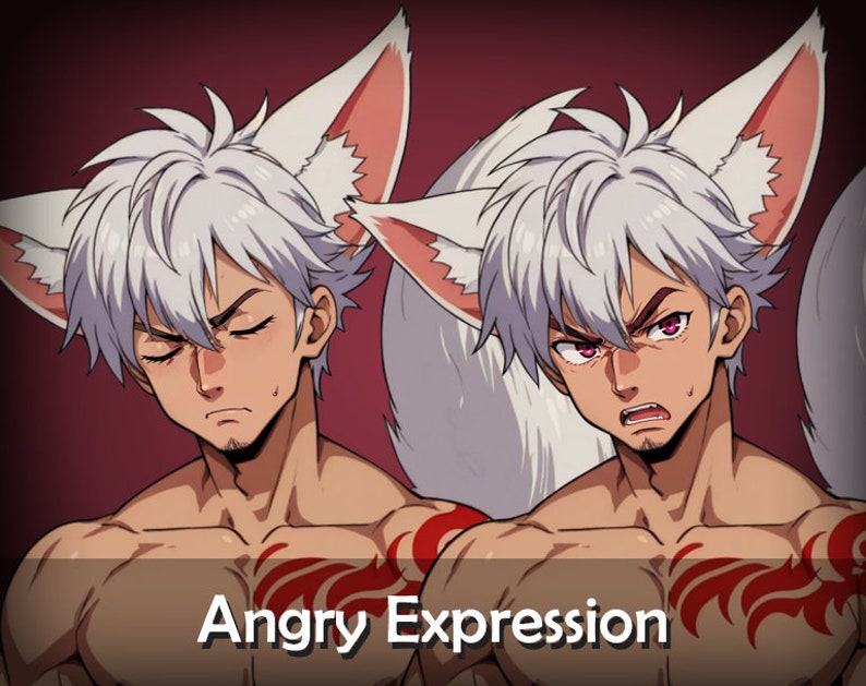 PNGTUBER white Fox Boy Kitsune Avatar Vtuber Character - Etsy