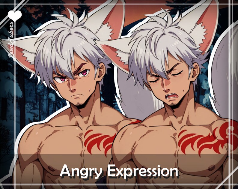 PNGTUBER *white Fox* Boy, Kitsune Avatar | Vtuber Character Asset for ...