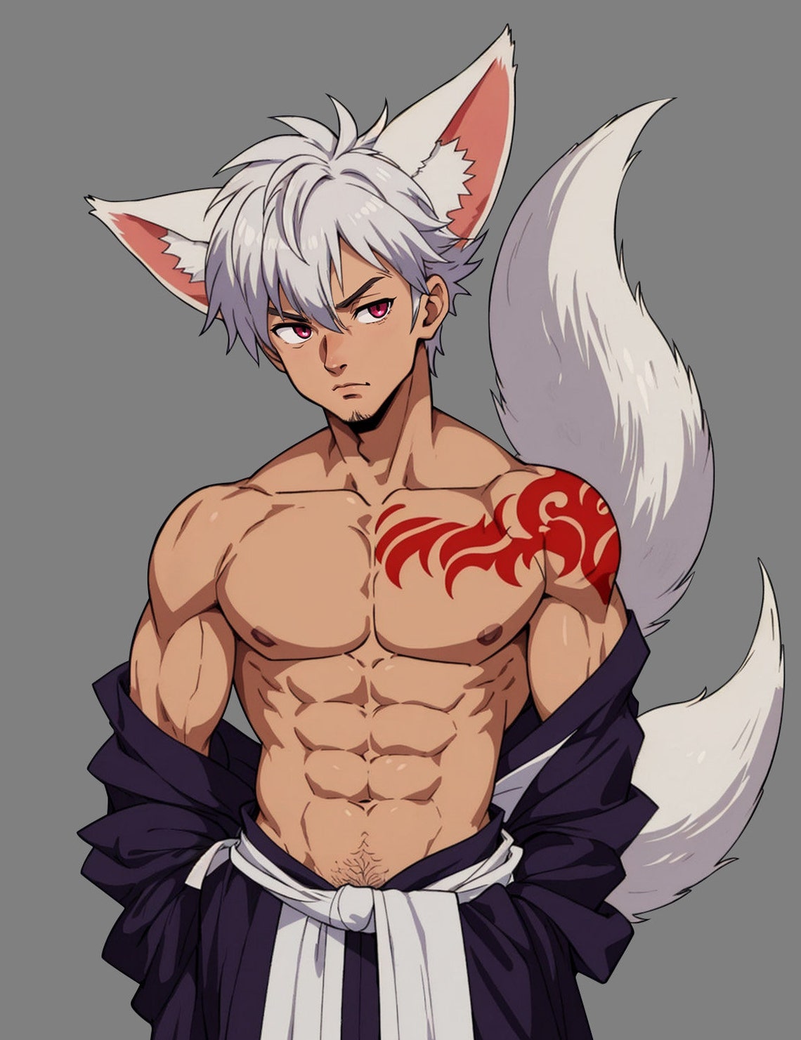 PNGTUBER *white Fox* Boy, Kitsune Avatar | Vtuber Character Asset for ...