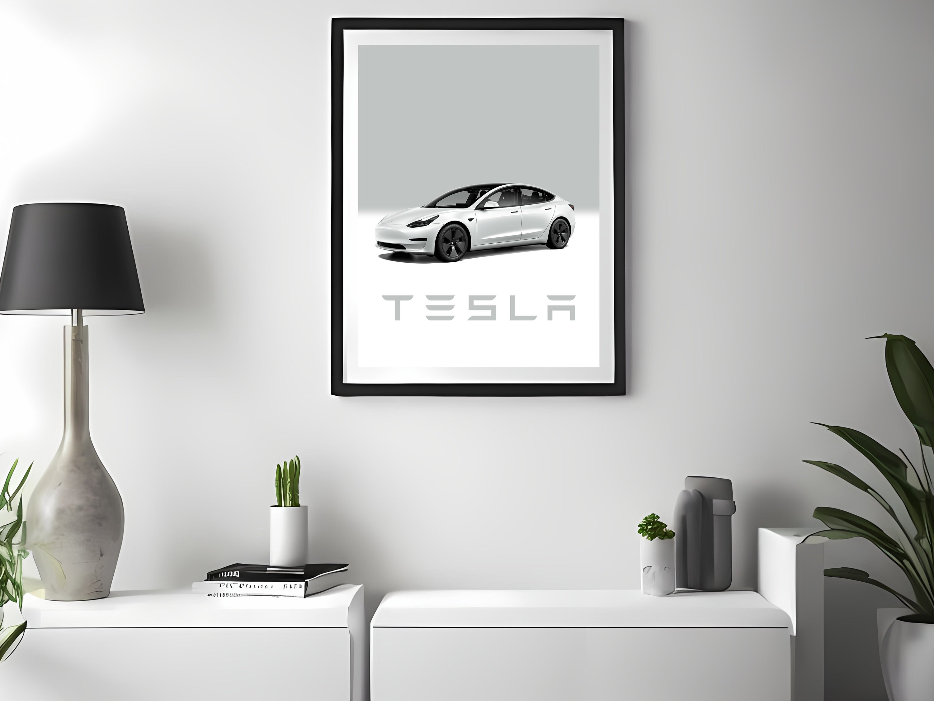 TESLA MODEL S POSTER Prints Wallpaper Wall Art for Kids Boys Room Decor ...