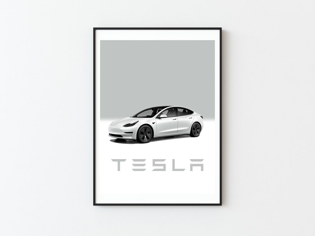 TESLA MODEL S POSTER Prints Wallpaper Wall Art for Kids Boys Room Decor ...