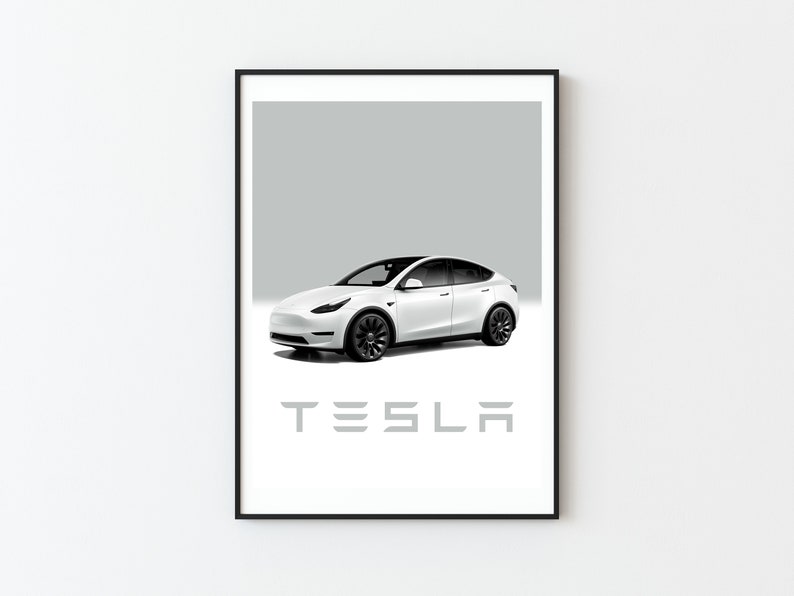 TESLA MODEL Y POSTER Prints Wallpaper Wall Art for Kids Boys Room Decor ...