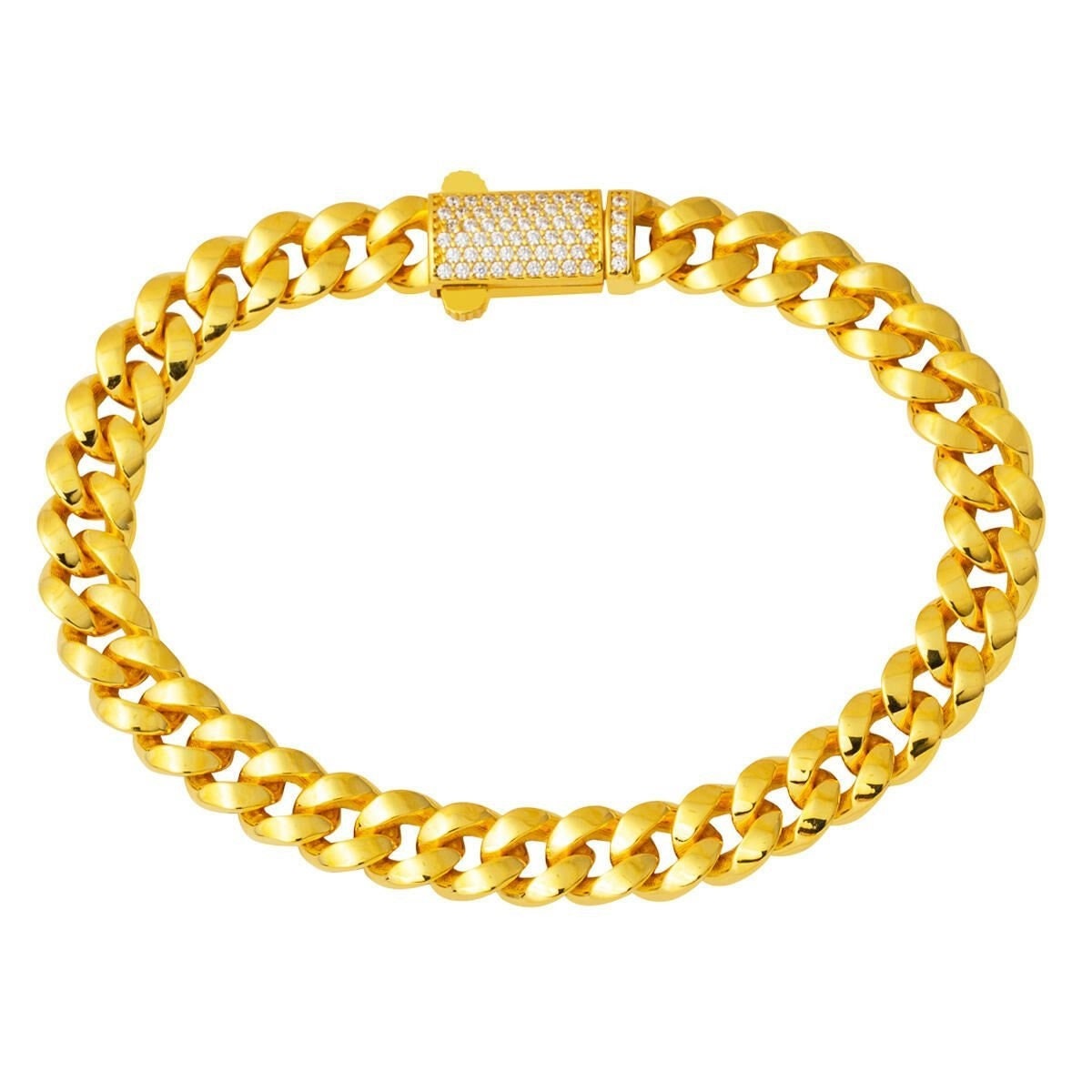8K REAL Gold Monaco Chain Bracelet / 8kt Gold Miami Cuban Chain ...