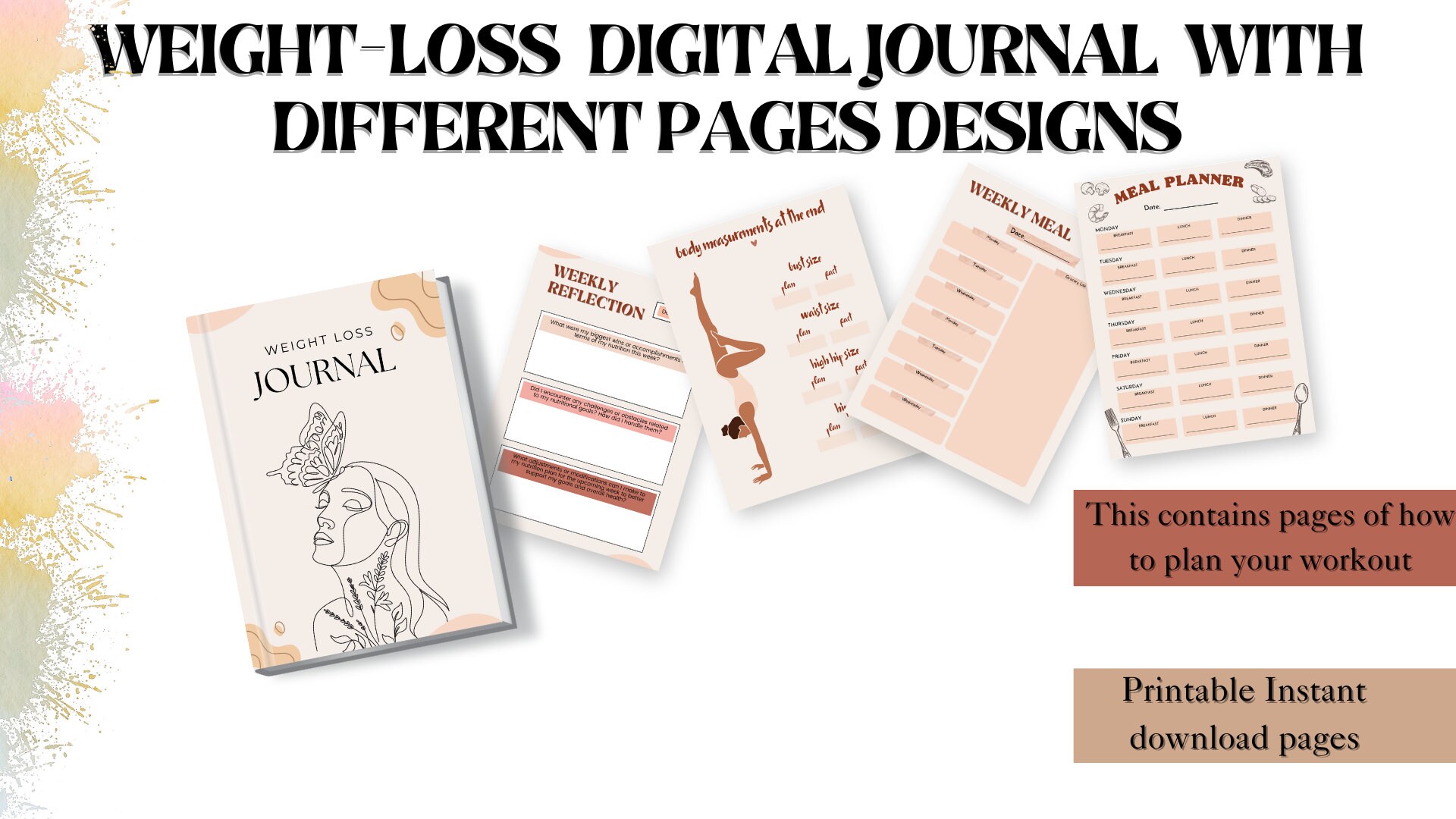 Weight Loss Tracker | Weightloss Journal| Fitness Planner Printable ...