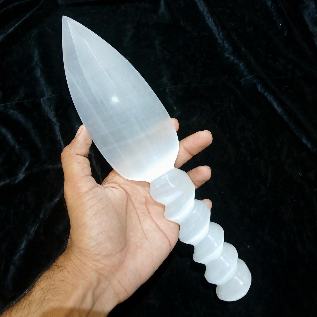 Moroccan Selenite Knife: Satin Spar Crystal Dagger, Metaphysical Decor ...