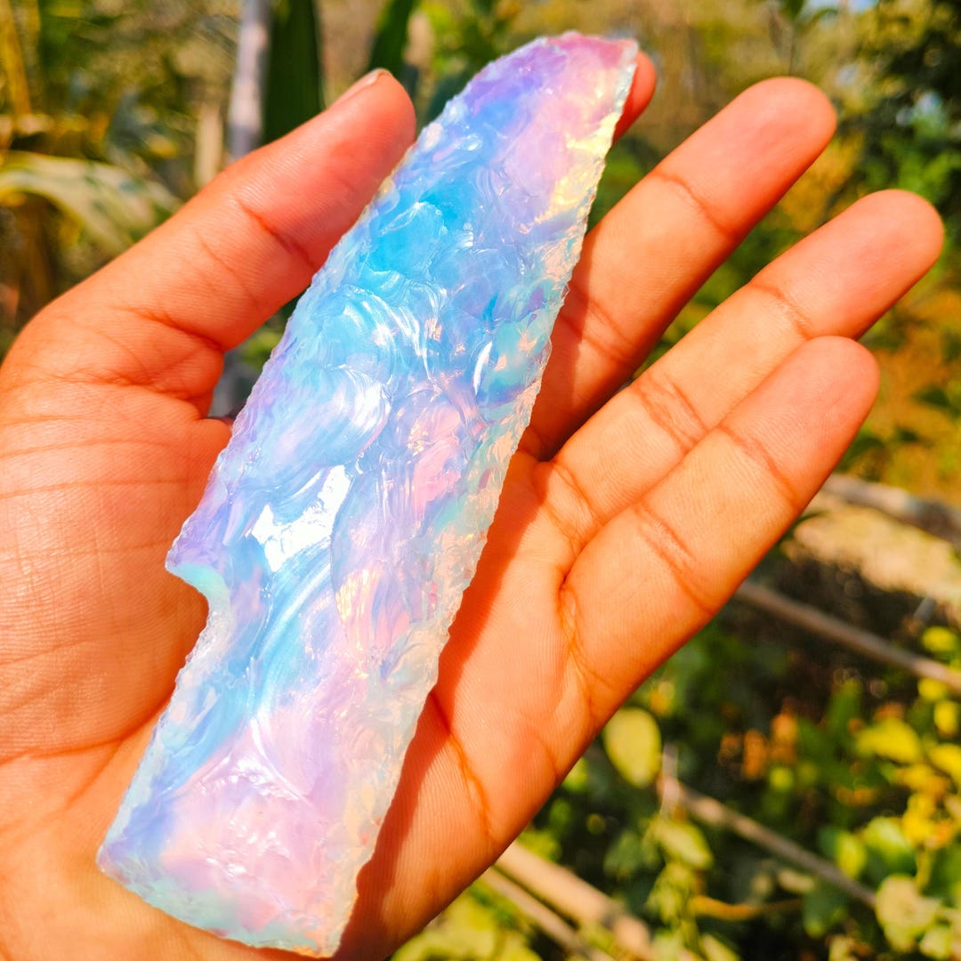 Hand Knapped Opalite Crystal Dagger – Opalite Athame Knife for Rituals ...