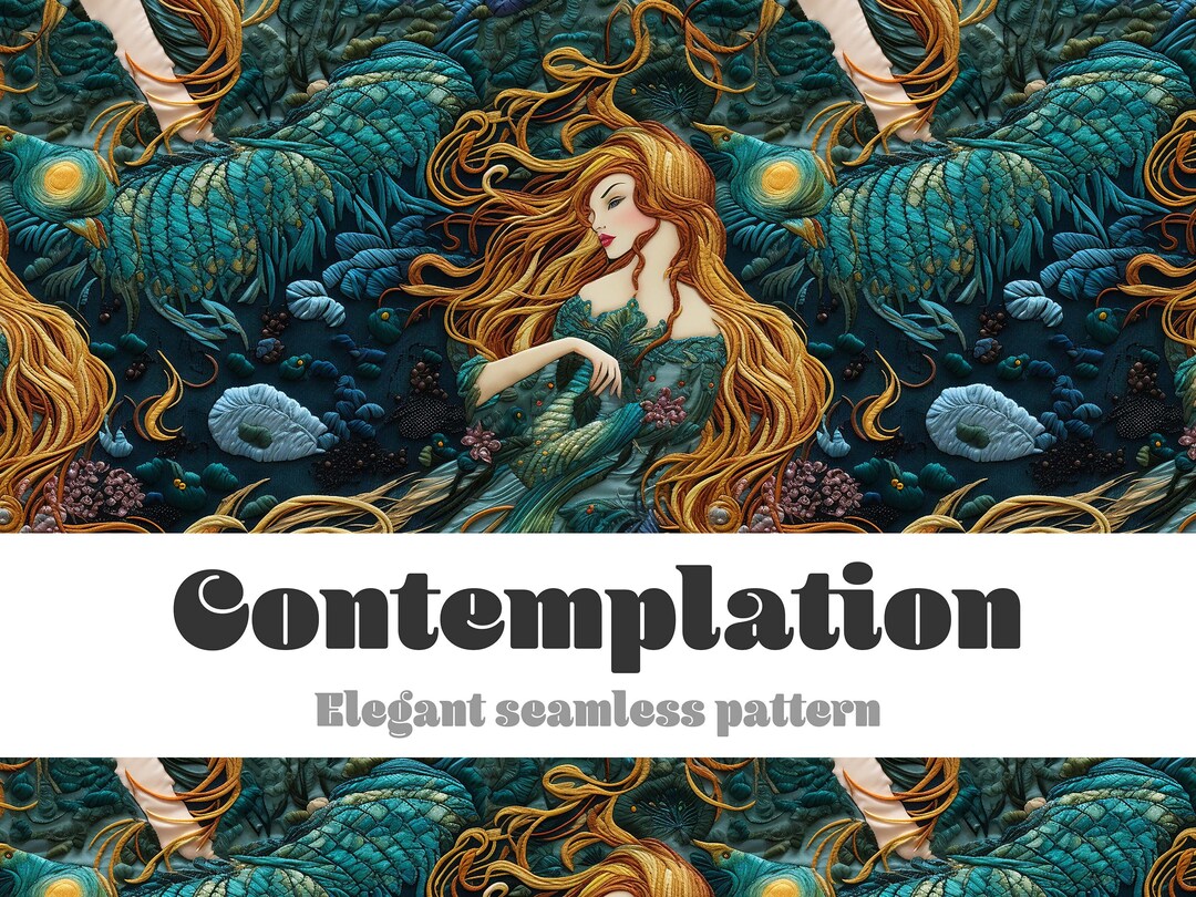 Embroidery Seamless File, PNG Digital Download, Mermaidcore Seamless ...