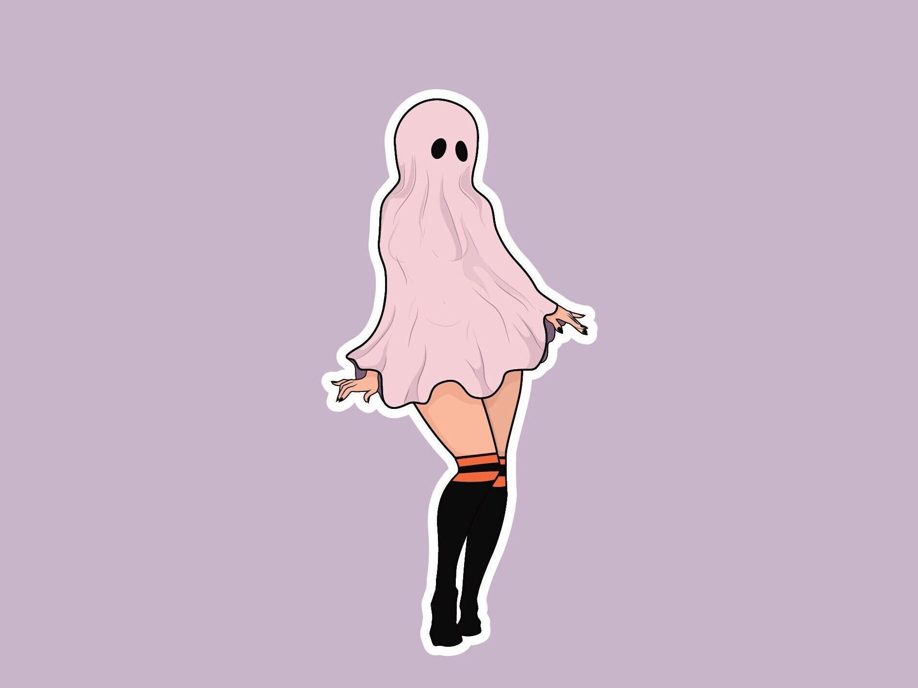 Ghost Girl Pin-up, Halloween Sticker - Etsy