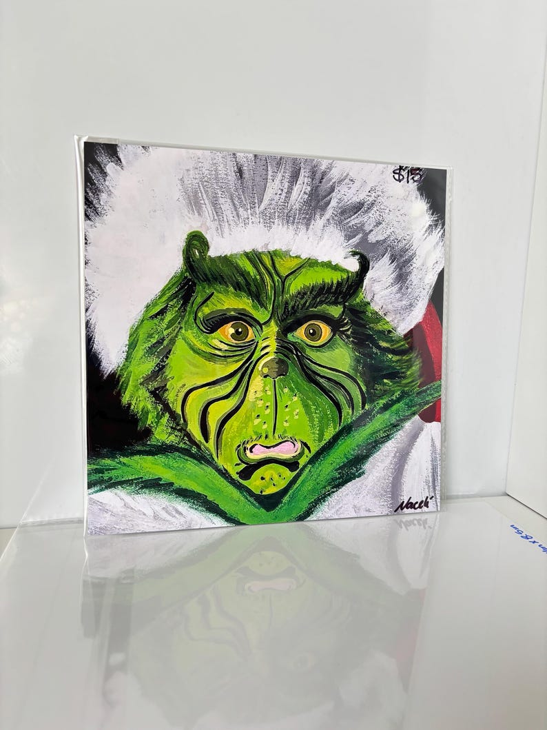 The Grinch Art Print: Original Christmas Holiday Decor (8x8 In) - Etsy