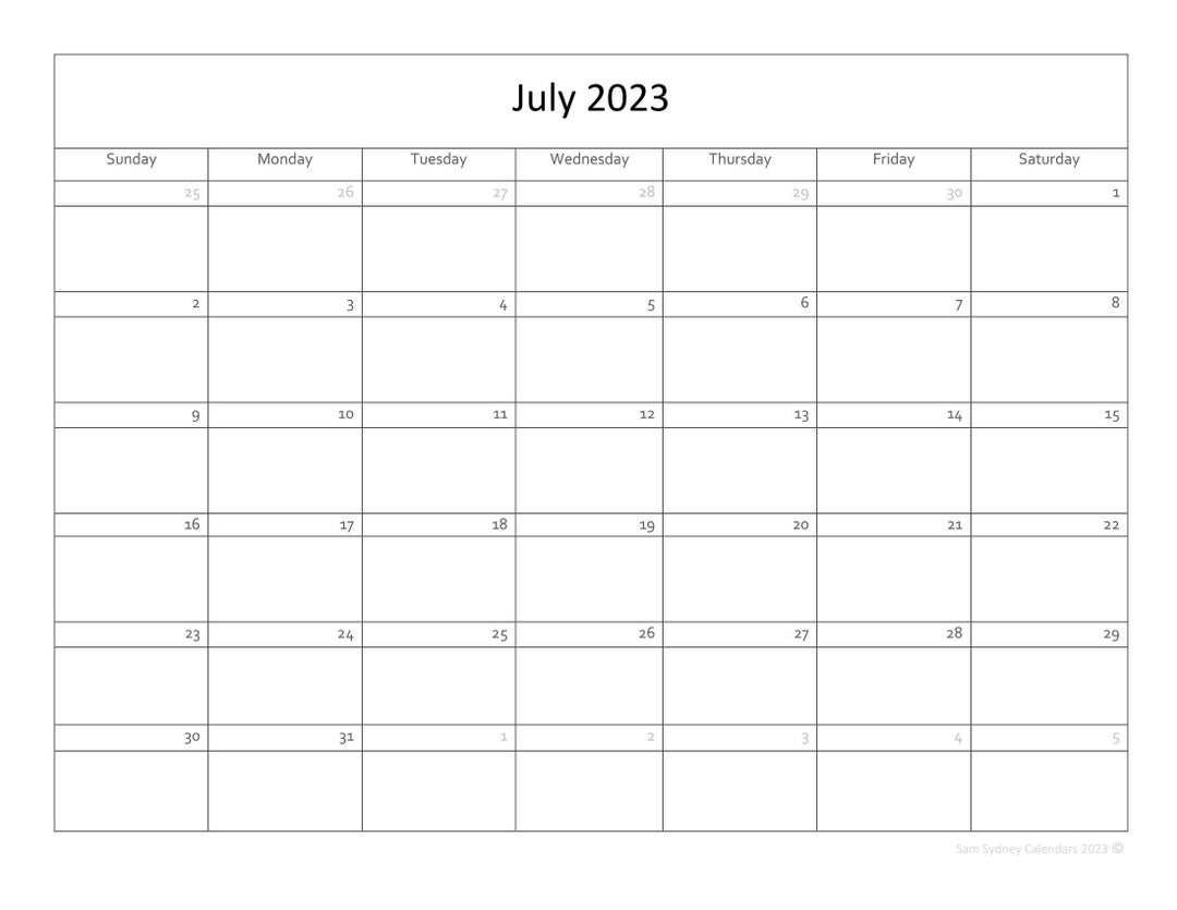 Minimalist Digital July 2023-2024 Monthly Calendar. Useful for ...
