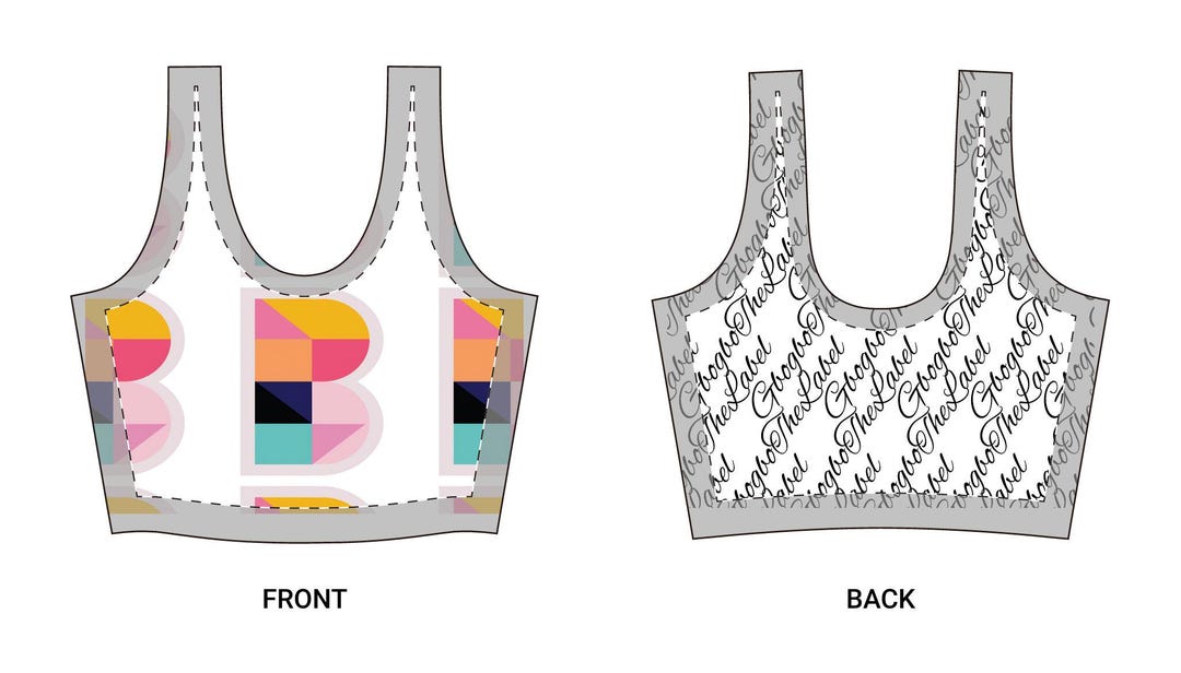 Bold Geometric Monogram B Sports Bra | All-over Print - Etsy