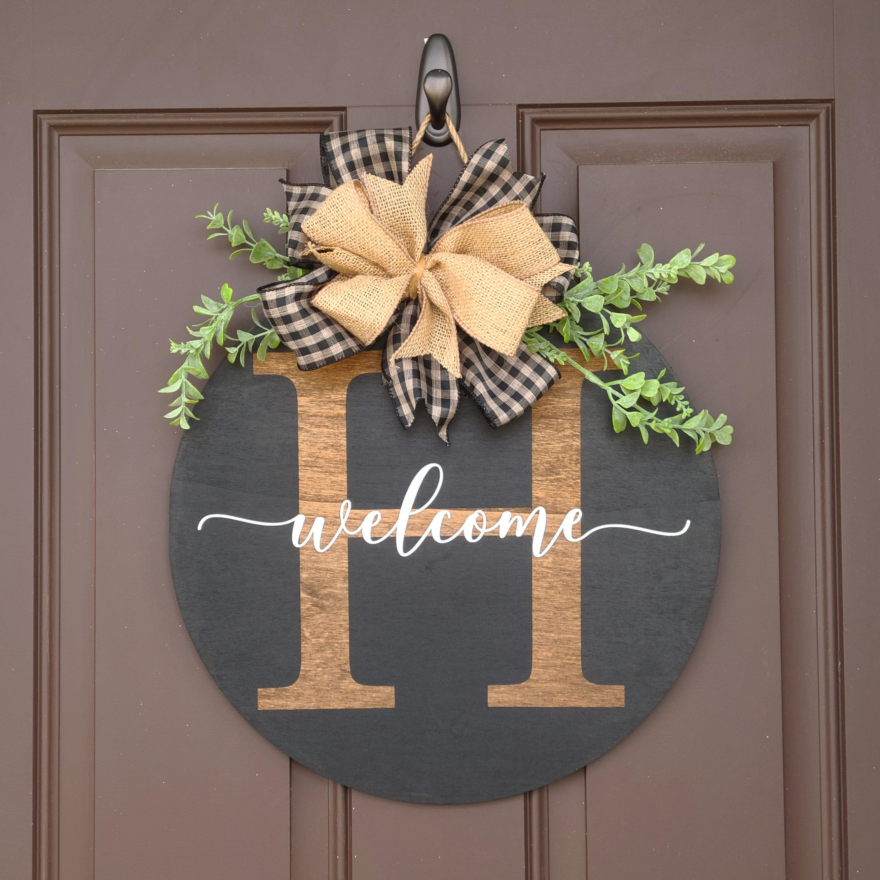 Front Door Decor, Personalized Door Hanger, Monogram, Welcome Sign ...