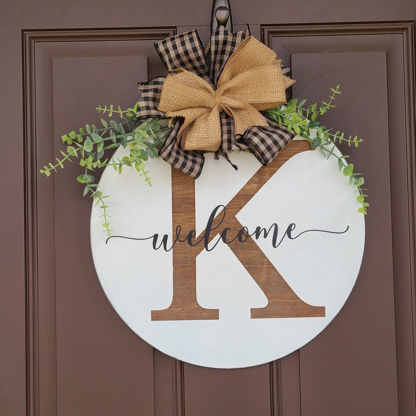 Front Door Decor, Personalized Door Hanger, Monogram, Welcome Sign ...