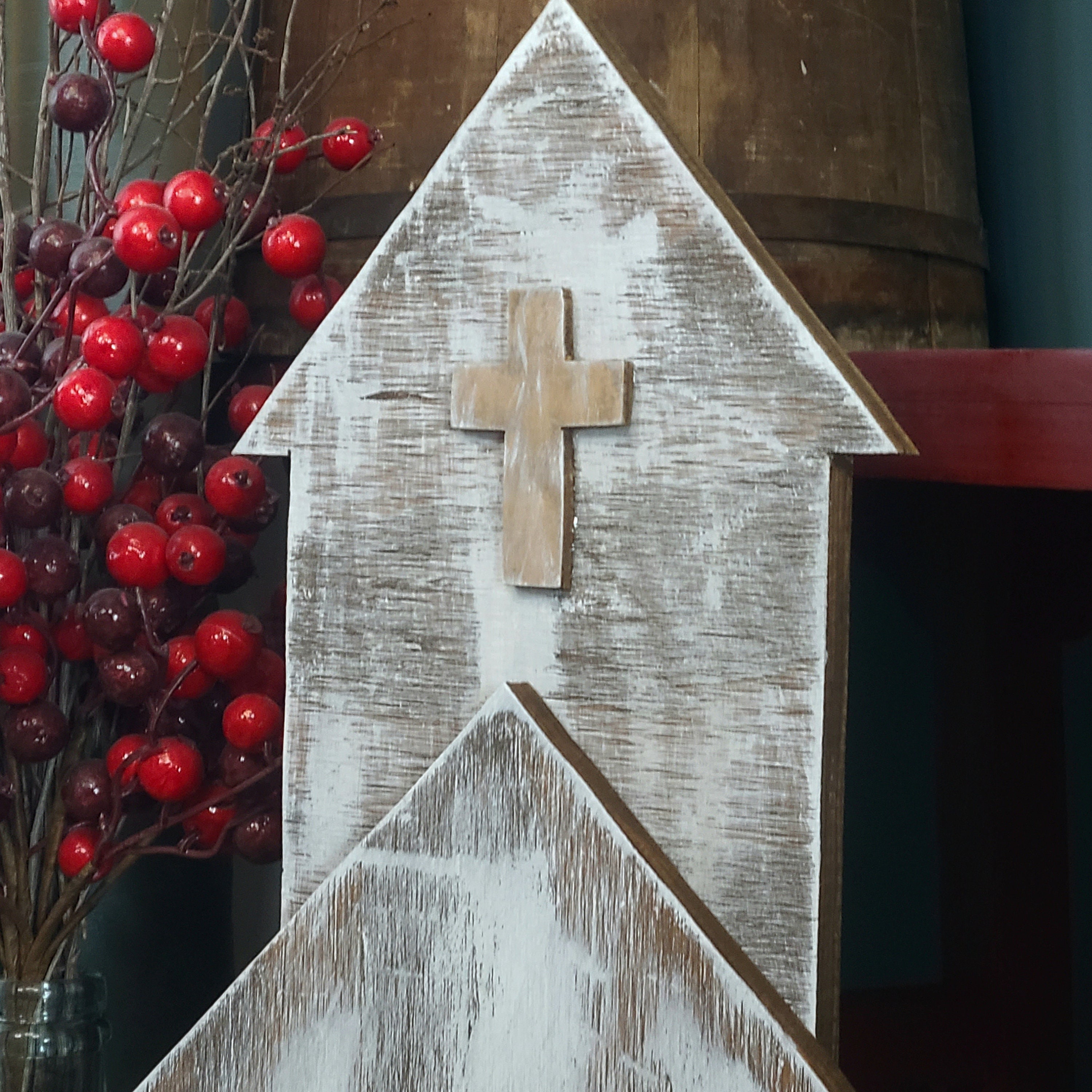 Wooden Rustic Church, Primitive Wood Church, Farmhouse Decor, Handmade ...