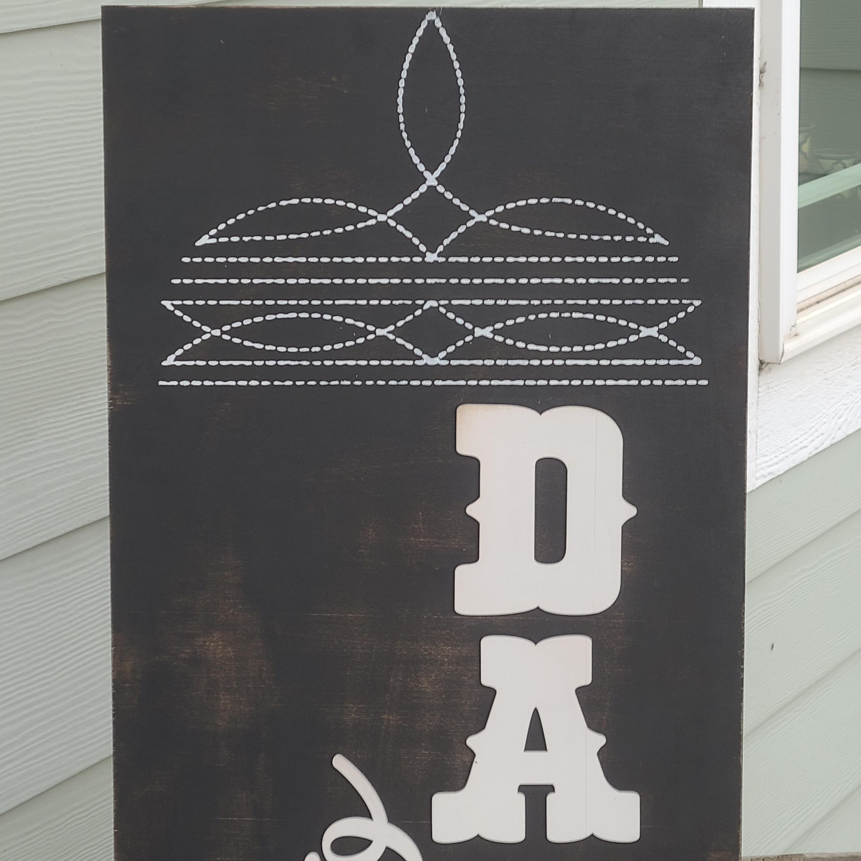 Wooden Hello Darlin' Welcome Sign, Cowboy Boot Stitch Hello Darlin ...