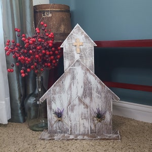 Wooden Rustic Church, Primitive Wood Church, Farmhouse Decor, Handmade ...