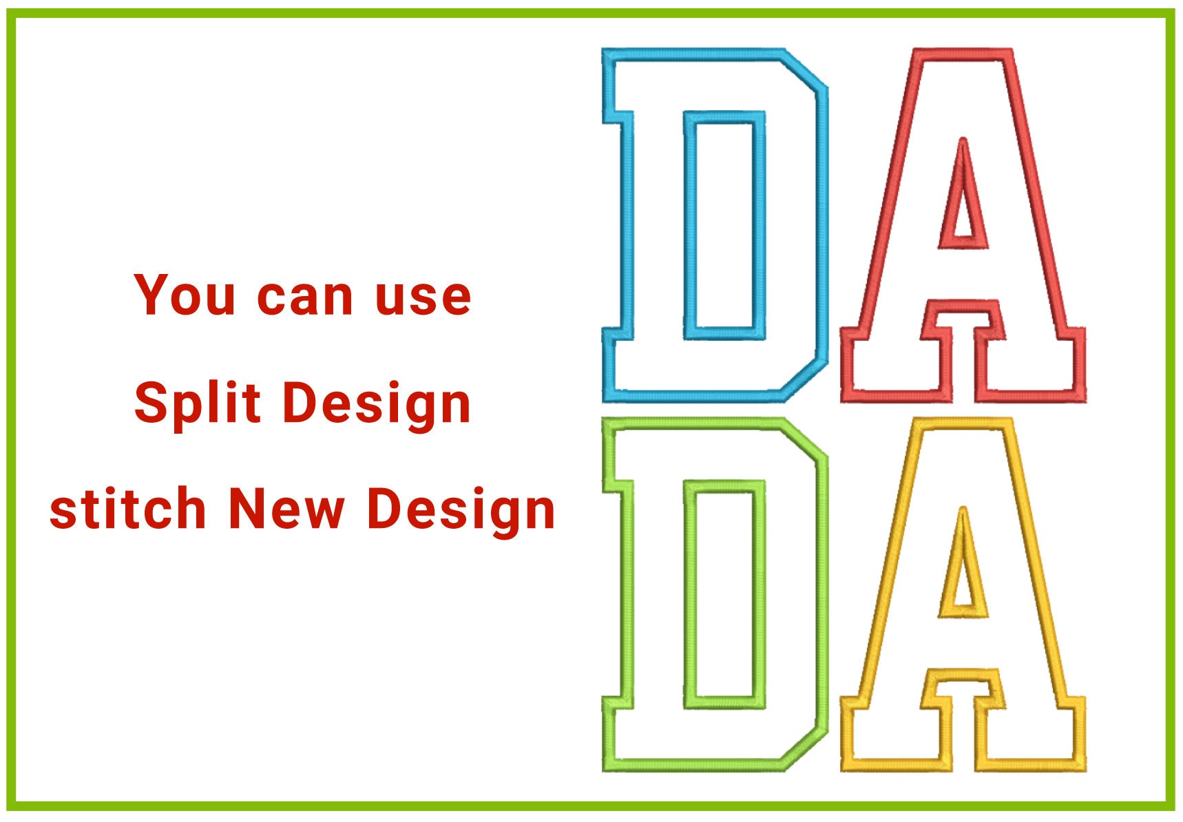 Dada Applique Embroidery Satin Stich Design Dad's Day Designs ...