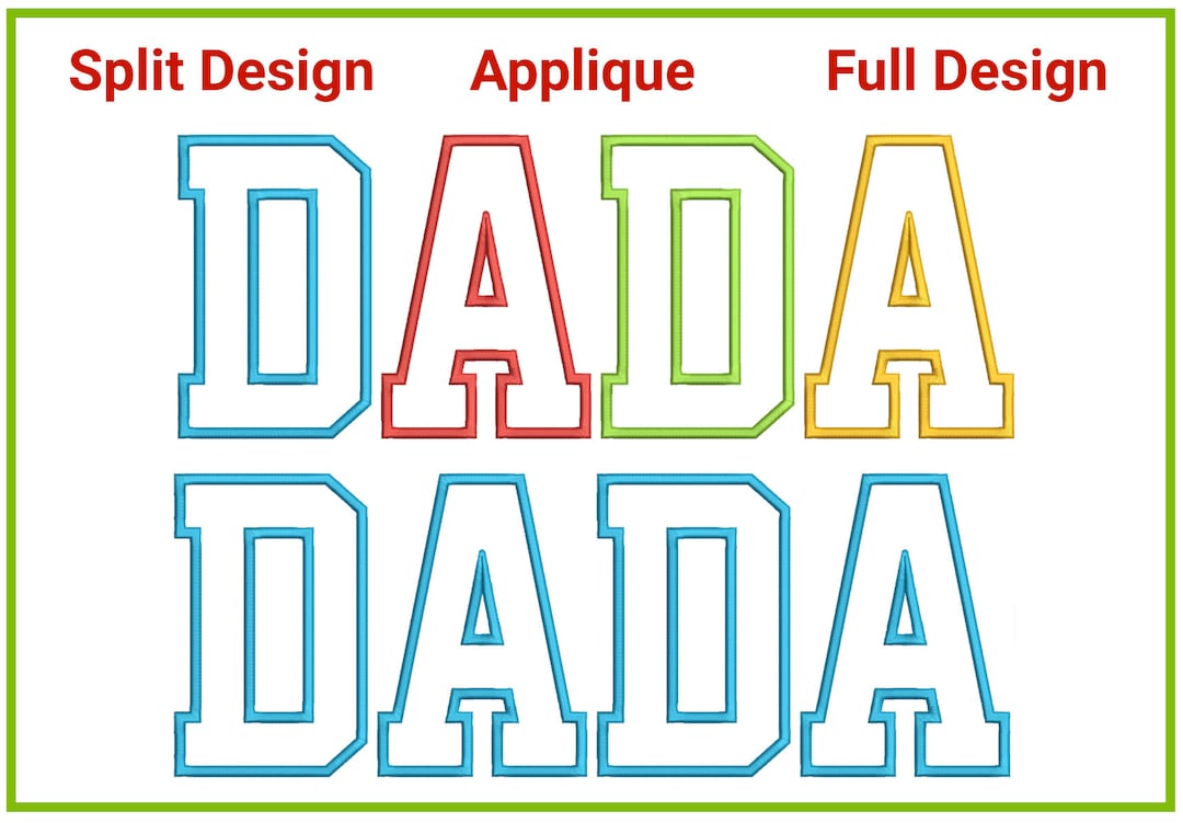 Dada Applique Embroidery Satin Stich Design Dad's Day Designs ...