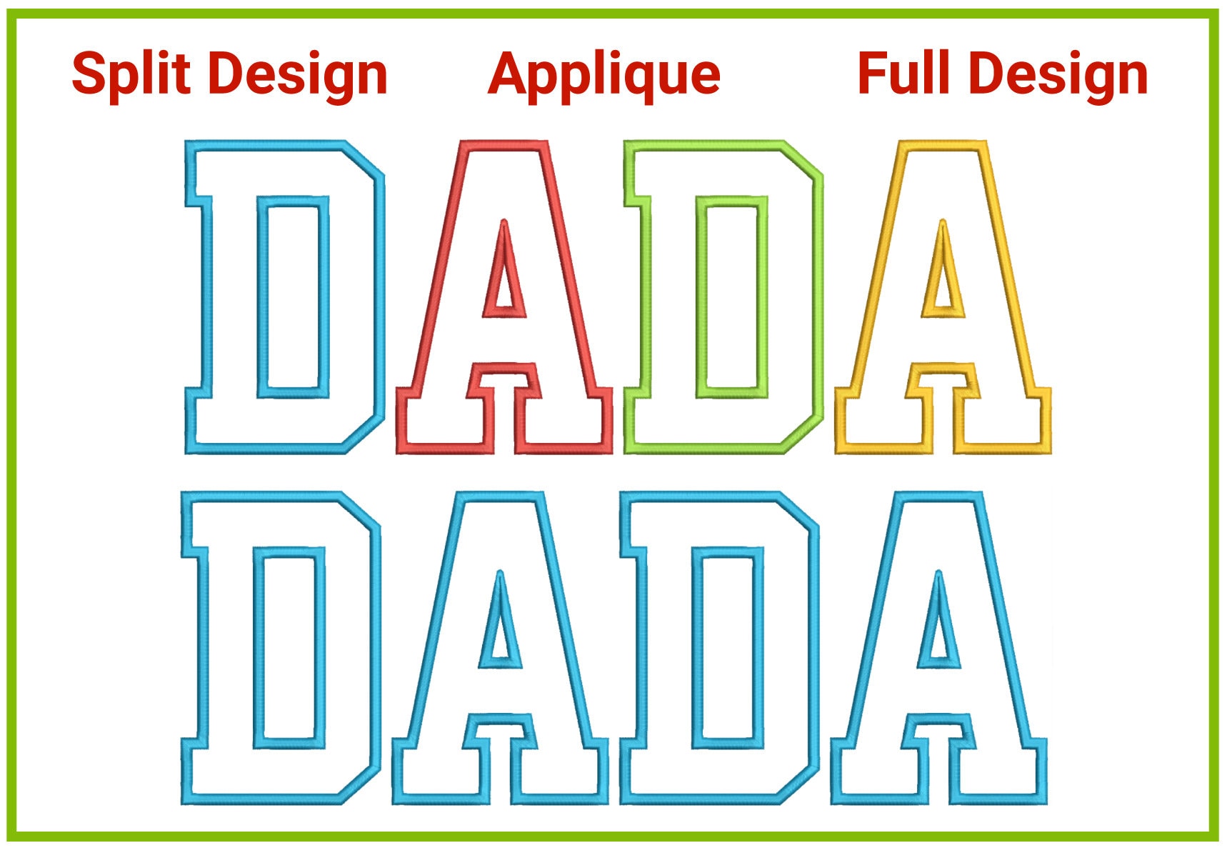 Dada Applique Embroidery Satin Stich Design Dad's Day Designs ...