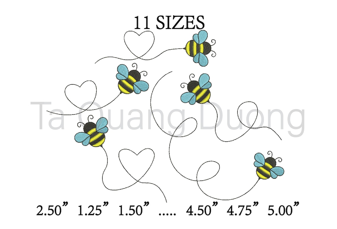 Bee-embroidery Design,cute Bee-embroidery Design,mini Bee Embroidery ...