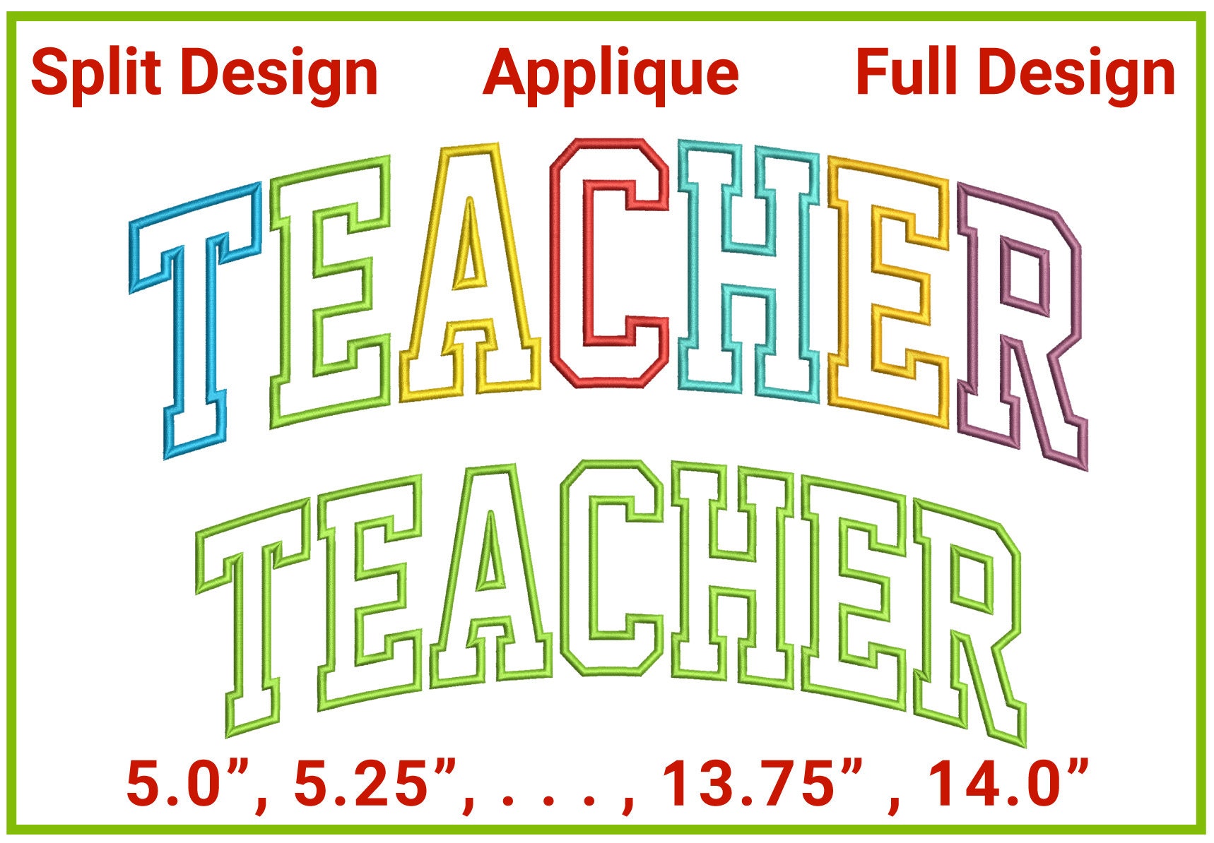 Teacher Applique Embroidery Satin Stich Teach Design Teacher's Day ...