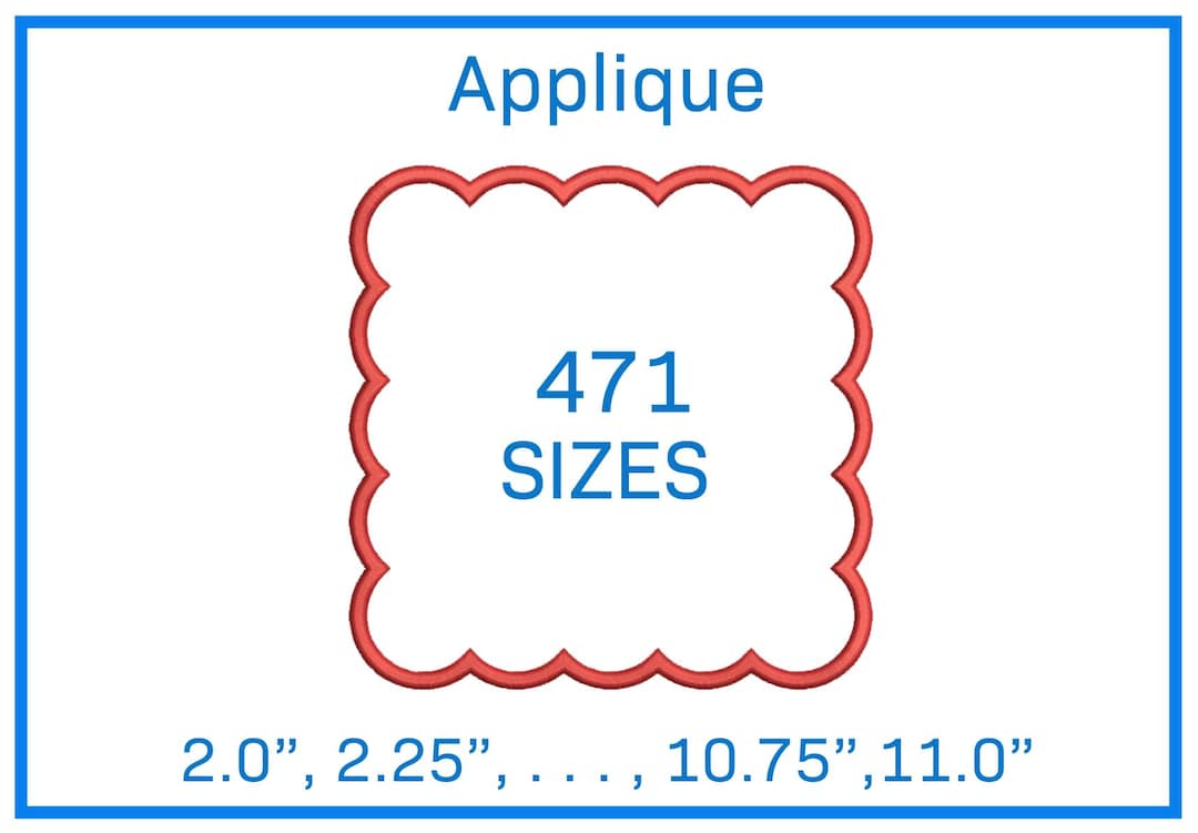 Scalloped Applique Embroidery Stitch , Square Scallop Embroidery Design, Round Satin Stitch ...