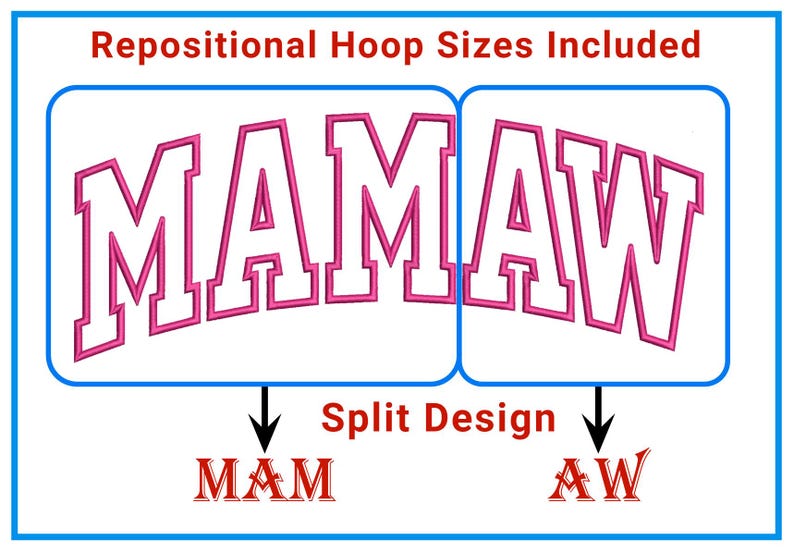 Mamaw Applique Embroidery Satin Stich Design Mother's Day Designs ...
