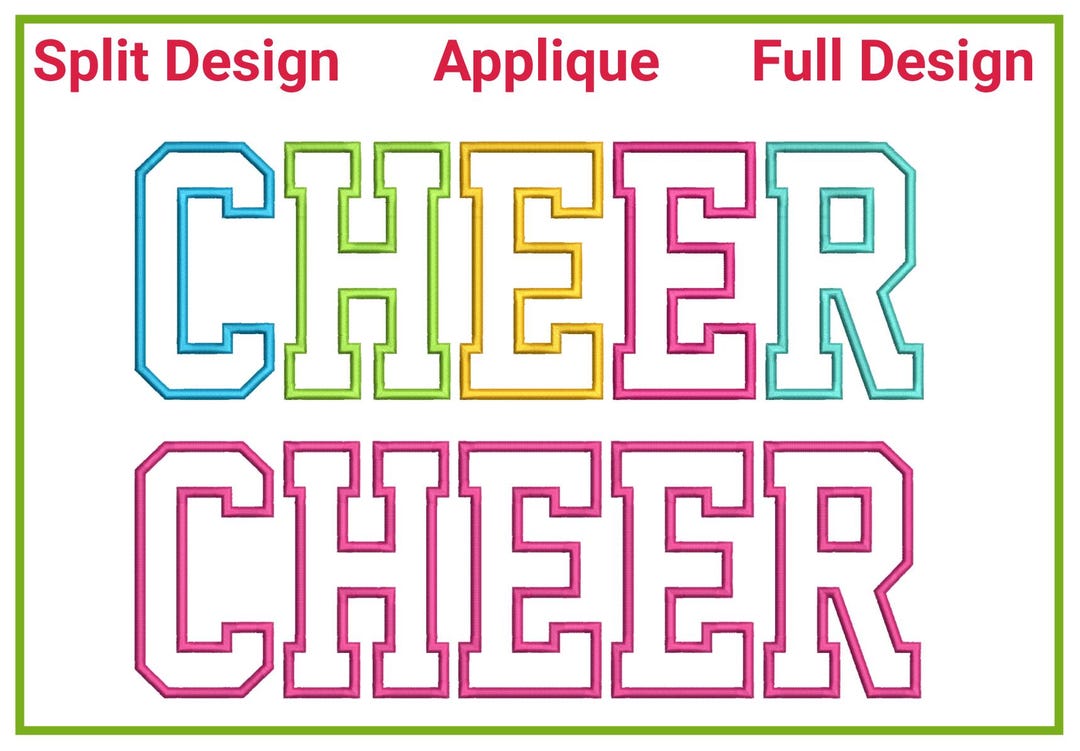 Cheer Applique Embroidery Satin Stich Design Cheerleader Designs ...